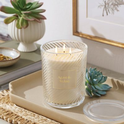 Click here for Members Mark 3-Wick Ribbed Glass Candle  28 oz.:-... prices