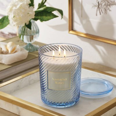 Click here for Members Mark 3-Wick Ribbed Glass Candle  28 oz.:-... prices