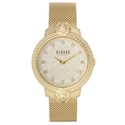 Click here for Versus Versace Mouffetard Crystal Gold-tone Mesh B... prices