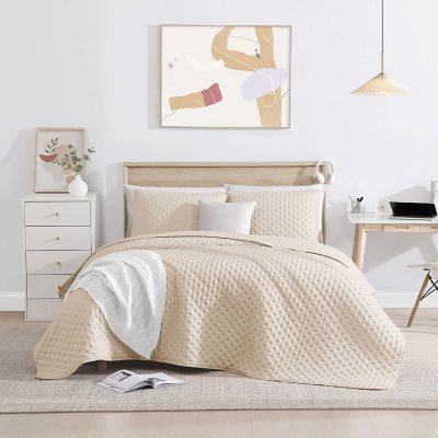 Click here for Swift Home 3-Piece Bubble Pinsonic Quilt Set  Beig... prices