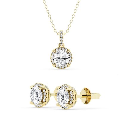 Click here for Lab Created Diamond Pendant & Earring Set in 14K G... prices