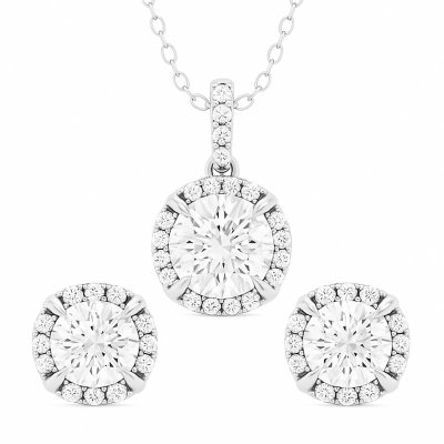 Click here for Lab Created Diamond Pendant & Earring Set in 14K G... prices