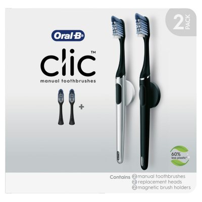 Oral-B Clic Manual Toothbrush, Matte Black & Chrome (2 pk.) - Sam's Club