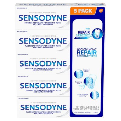 Sensodyne Repair & Protect Toothpaste for Sensitive Teeth, 3.4 oz., 5 ...