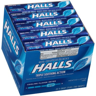 HALLS Menthol-Lyptus Cough Drops (20 sticks, 9 drops each stick) - Sam ...