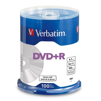 Verbatim DVD+R Life Series 4.7GB 16X, 100pk Spindle - Sam's Club