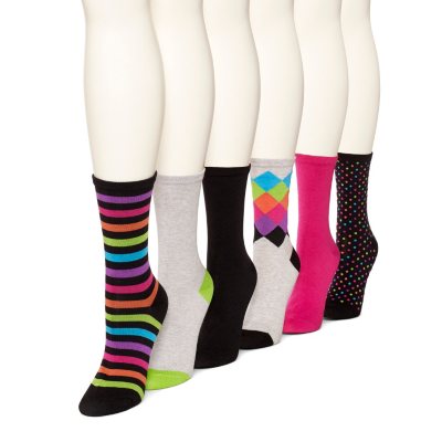 June&Daisy 6 pair Fashion Crew Socks - Sam's Club