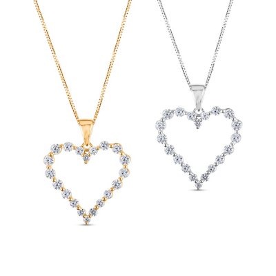 Click here for 0.46 ct. t. w. Diamond Heart Pendant in 14K White... prices