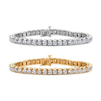 Click here for 6.96 CT. T. W. Diamond Tennis Bracelet in 14KY:- Y... prices