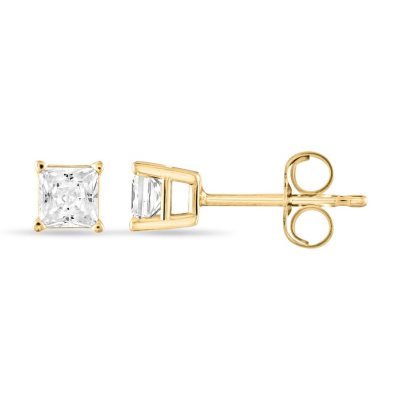 0.47 CT. T.W. Princess Cut Solitaire Diamond Stud Earrings in 14K Gold Sam s Club