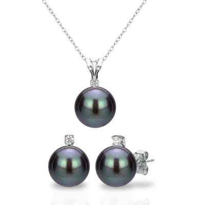 Click here for Sterling Silver 7-7.5mm Freshwater Pearl and Diamo... prices