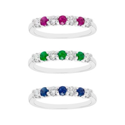 Click here for Emerald & .28CT T. W. Diamond Band in 14K White Go... prices