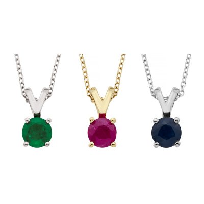Round Cut Gemstone Solitaire Pendant Necklace in 14K Gold - Sam's Club