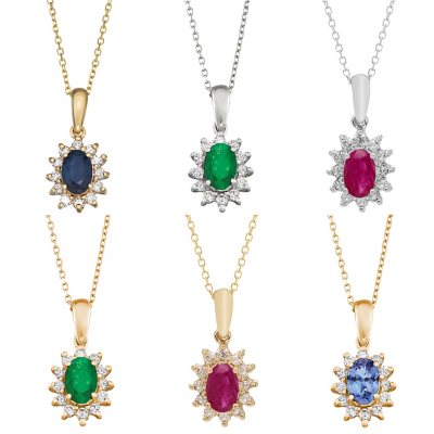 Click here for Blue Sapphire Diamond Pendant in 14K Yellow Gold:-... prices