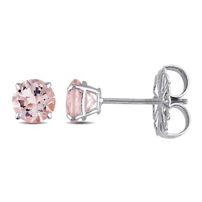 Click here for 1 CT. T. G.W. Morganite Stud Earrings in 14k White... prices