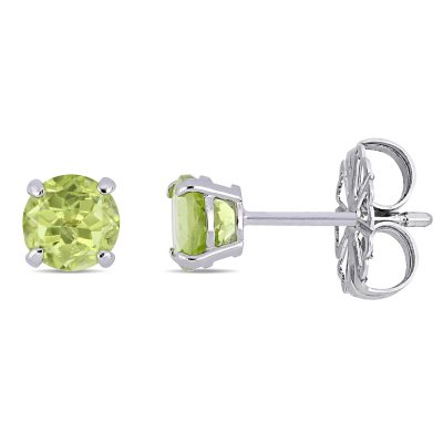 Click here for 1.12 CT. T. G.W. Peridot Stud Earrings in 14k Whit... prices