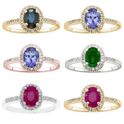 Click here for Oval Cut Gemstone and 0.15 CT. T. W. Diamond Ring... prices