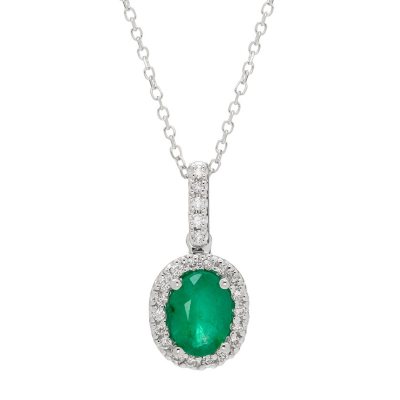 Click here for Genuine Emerald and .11CT. T. W. Diamond Pendant i... prices