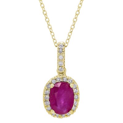 Click here for Genuine Ruby and .11CT. T. W. Diamond Pendant in 1... prices