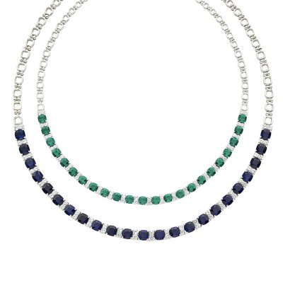 Click here for 21 CT. T. W. Lab Emerald and Lab White Sapphire Ne... prices