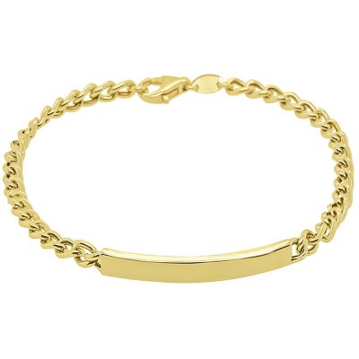 Click here for 14k yellow gold curb link ID bracelet with lobster... prices