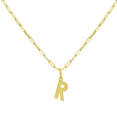 Click here for 14K Yellow Gold Initial Pendant on Paperclip Chain... prices