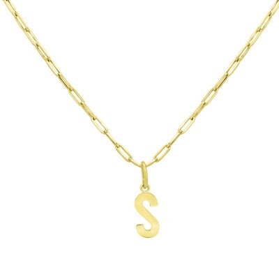 Click here for 14K Yellow Gold Initial Pendant on Paperclip Chain... prices