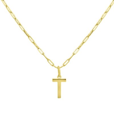 Click here for 14K Yellow Gold Initial Pendant on Paperclip Chain... prices