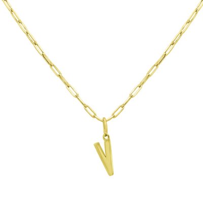 Click here for 14K Yellow Gold Initial Pendant on Paperclip Chain... prices