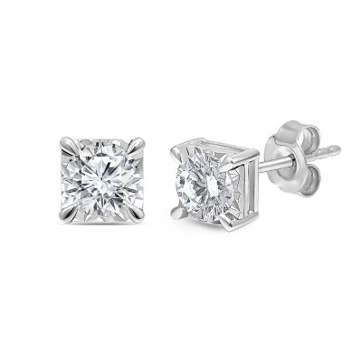 Click here for 0.95 CT. T. W. Diamond Stud Earrings in 14K White... prices