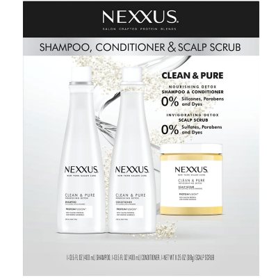 Nexxus Clean and Pure Shampoo, Conditioner and Scrub (3 pk.) - Sam's Club