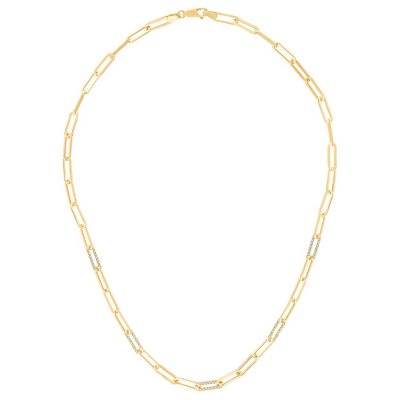 Click here for 0.45 CT T. W. Diamond Paperclip Necklace in 14K Ye... prices