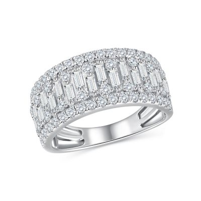 Click here for 1.45 CT. T. W. Baguette and Round Diamond Ring in... prices