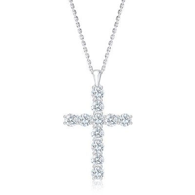 Click here for Lab Created Round Cut Cross Diamond Pendant Neckla... prices