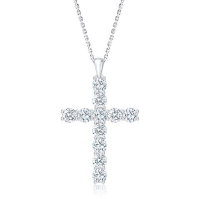 Click here for Lab Created Round Cut Cross Diamond Pendant Neckla... prices