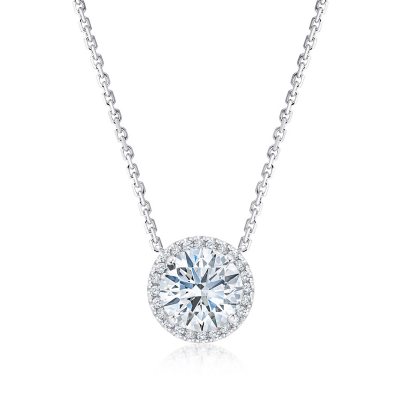 Click here for Lab Created Solitaire Halo Diamond Pendant Necklac... prices