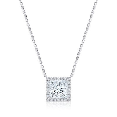 Click here for Lab Created Solitaire Halo Diamond Pendant Necklac... prices