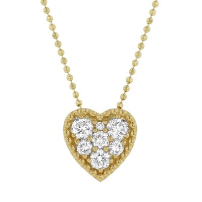 Click here for .50 CT. T. W. Diamond Heart Pendant in 14K Yellow... prices