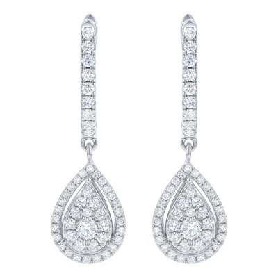 Click here for 0.96 CT. T. W. Round Cut Pear Shape Halo Diamond D... prices