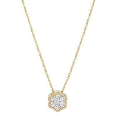 Click here for 0.50 CT. TW. Round Cut Flower Diamond Pendant in 1... prices