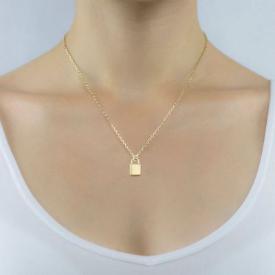 14K Yellow Gold High Polish Padlock Pendant on 16 18 chain with Lobster Clasp Sam s Club