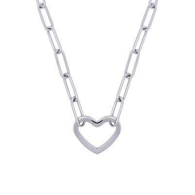 Click here for Open Heart Paperclip Chain Necklace in Sterling Si... prices