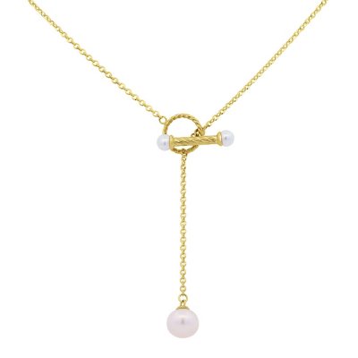 Click here for Pearl Lariat Toggle Necklace in 14k Gold prices