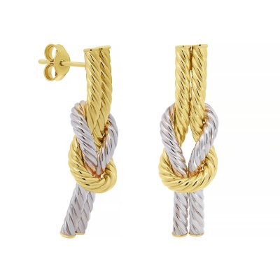 Click here for Two-Tone Ribbed Interlock Earrings in Italian Ster... prices