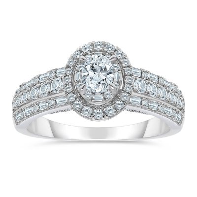 Click here for 0.95 CT. T. W. Oval Shaped Diamond Ring in 14K Whi... prices