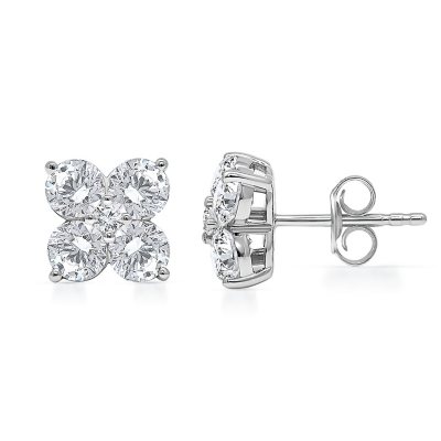Click here for Lab Created Round Diamond Earrings Studs 14KW  2.9... prices
