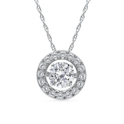 Click here for 0.95 C. T.T. W. Lab Created Round Diamond Pendant... prices
