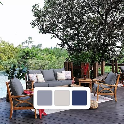 Click here for Catalina Teak 5-Piece Sofa Set (Blue):- Blue prices