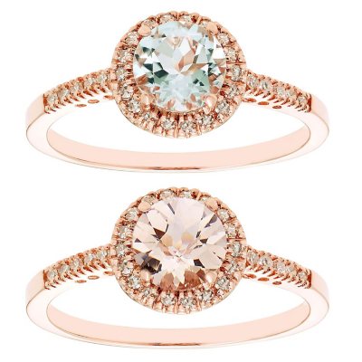 Click here for Round Cut Gemstone & 0.13 CT. T. W. Halo Diamond R... prices