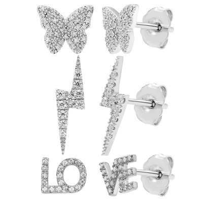 Click here for 0.15 CT. T. W. Diamond Lightning Bolt Diamond Earr... prices
